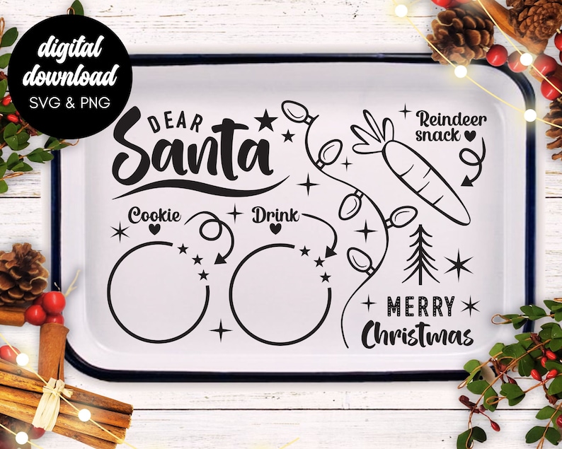 Santa Tray SVG: Christmas Plate Cut File for Cricut (digital Download ...