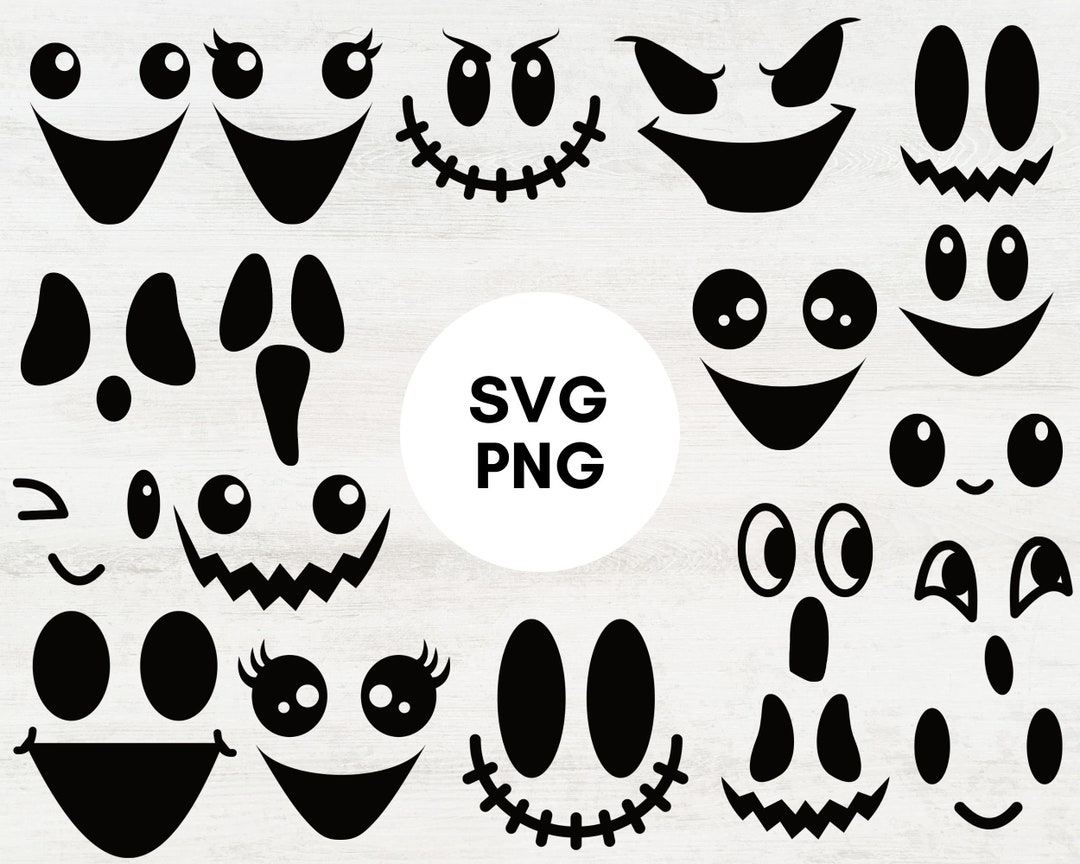 Ghost Faces SVG Bundle: Halloween Pumpkin Faces Cut Files (digital ...