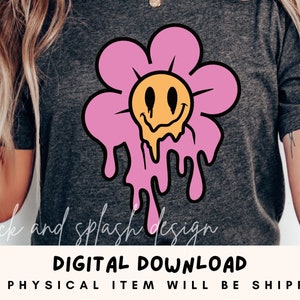 Drippy Smiley Flower Png/ Svg Sublimation Bundle, Melting Smiley Svg ...