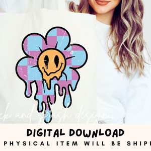 Drippy Smiley Flower Png/ Svg Sublimation Bundle, Melting Smiley Svg ...