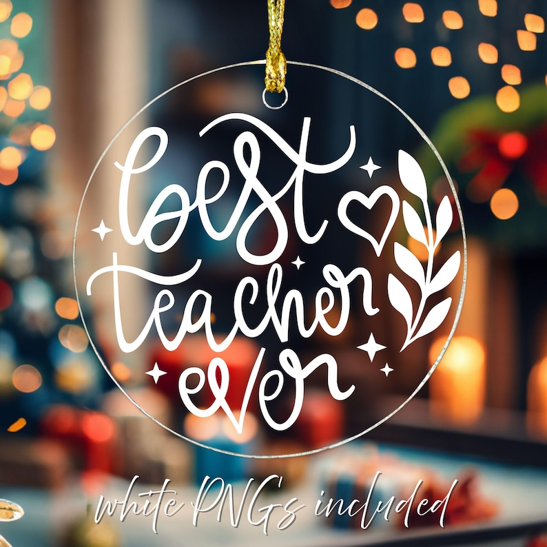 Teacher Round Ornament SVG and PNG Bundle, Christmas Rounds SVG ...