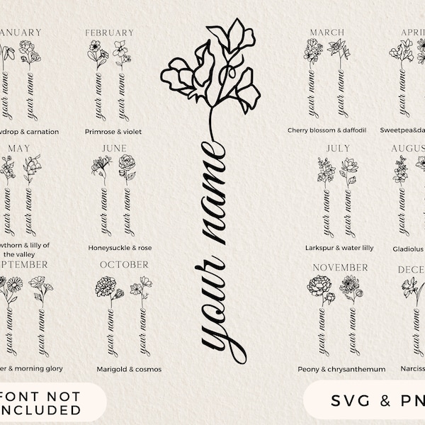 Flower Stem Name Svg - Etsy