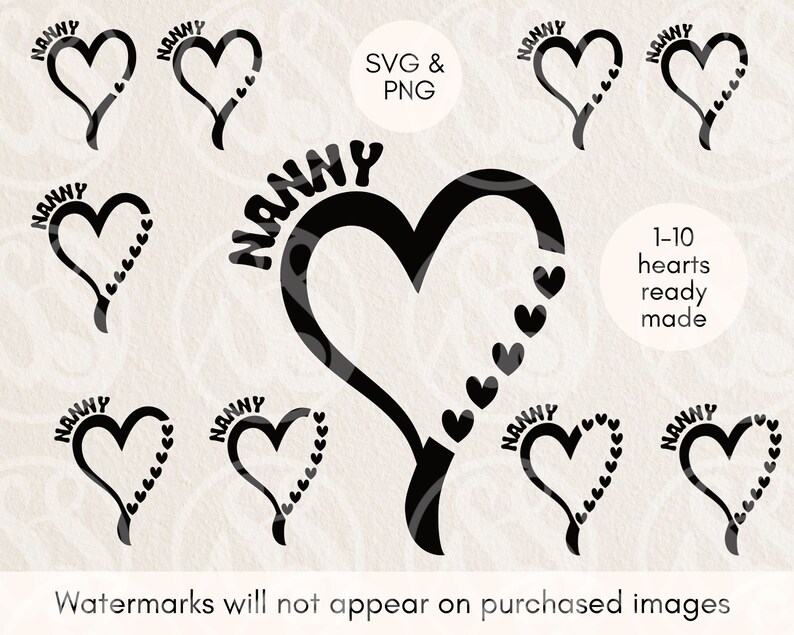 Nanny Custom Heart Svg, Grandma Tee Svg, Custom Grandkids Names ...