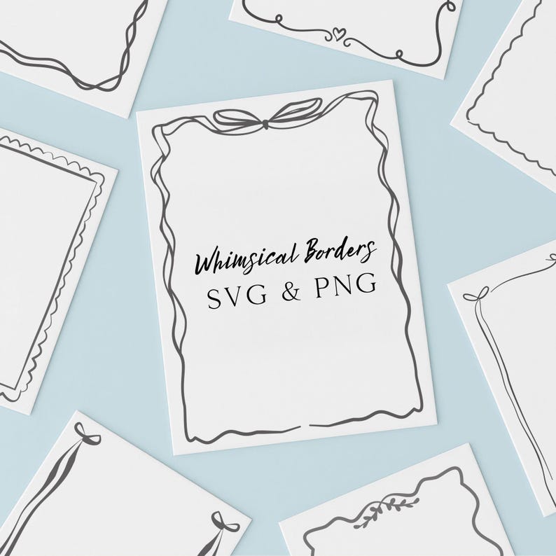 Whimsical Hand-drawn Frames SVG & PNG Bundle. Invitation Border ...