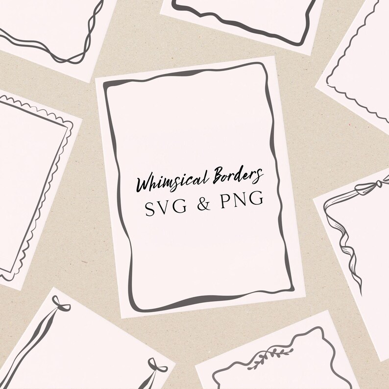 Whimsical Hand-drawn Frames SVG & PNG Bundle. Invitation Border ...