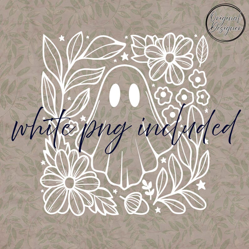 Floral Ghost SVG Outline: Boho Halloween Fall Design (digital Download ...