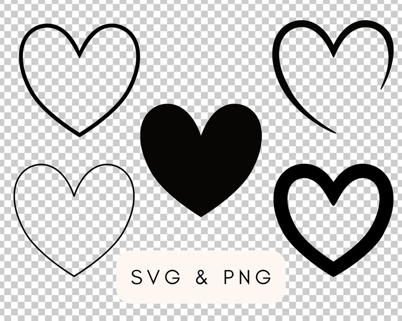 Heart SVG and PNG Bundle: Outline, Solid, Custom Name (digital Download ...
