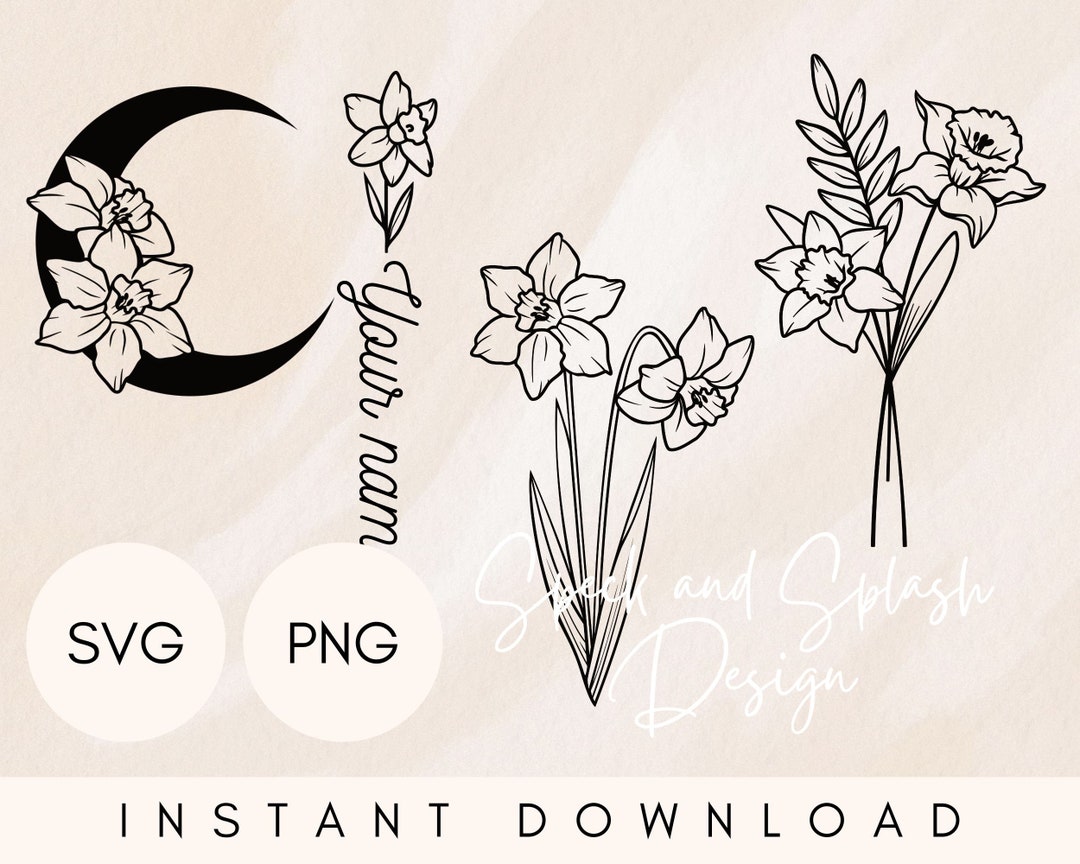 Daffodil Svg Bundle, Spring Flower Svg Png, Daffodil Clipart, March ...