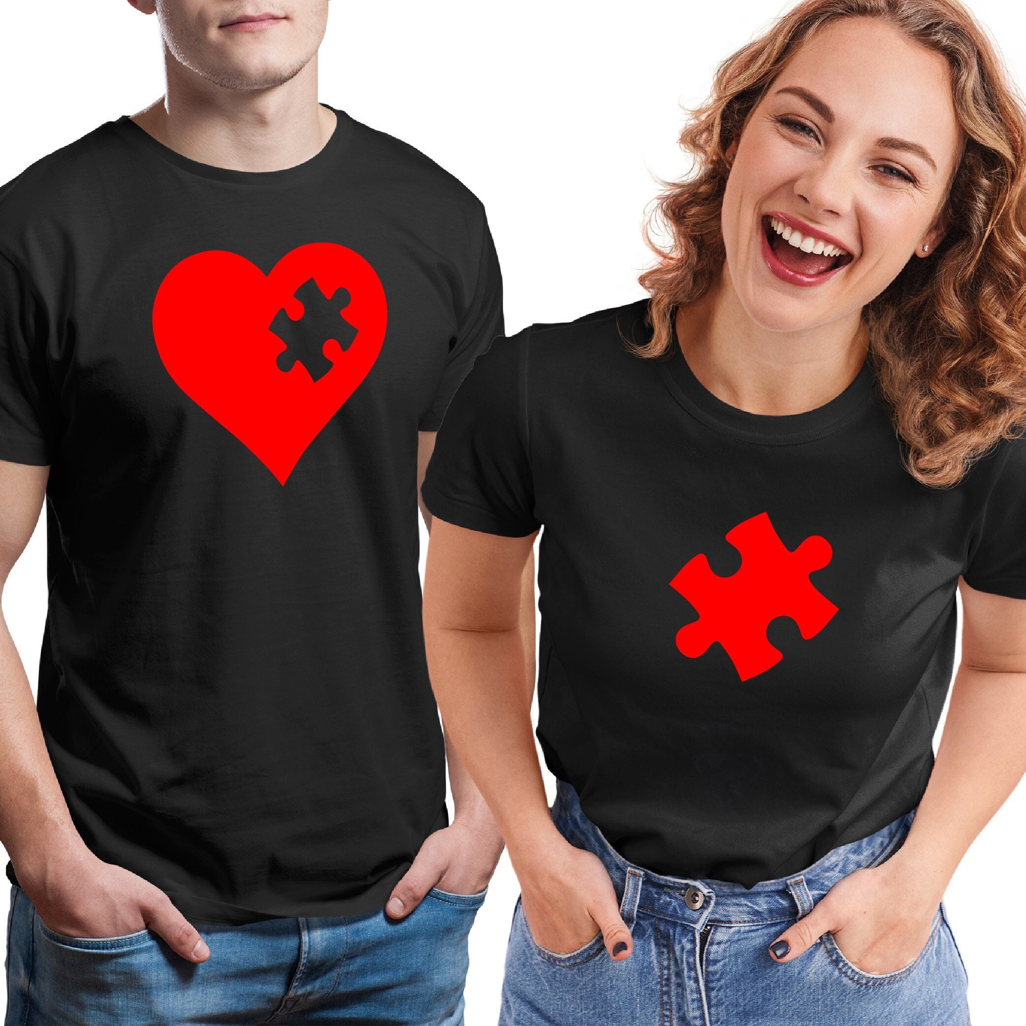 Heart Matching Couple Shirts, Best Friend Tees, Valentines Tshirt, BFF ...