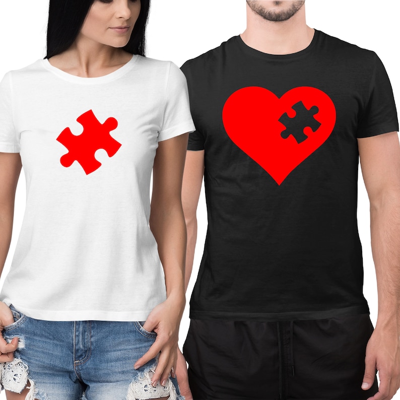 Heart Matching Couple Shirts, Best Friend Tees, Valentines Tshirt, BFF ...