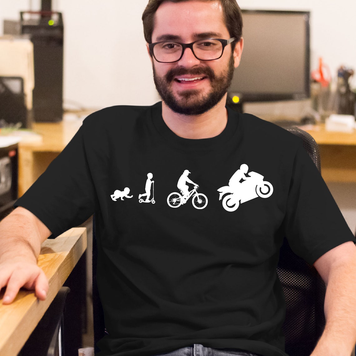 Funny Motorcycle Shirt, Motorcyclist Evolution Tee, Scooter Shirt, Bike ...