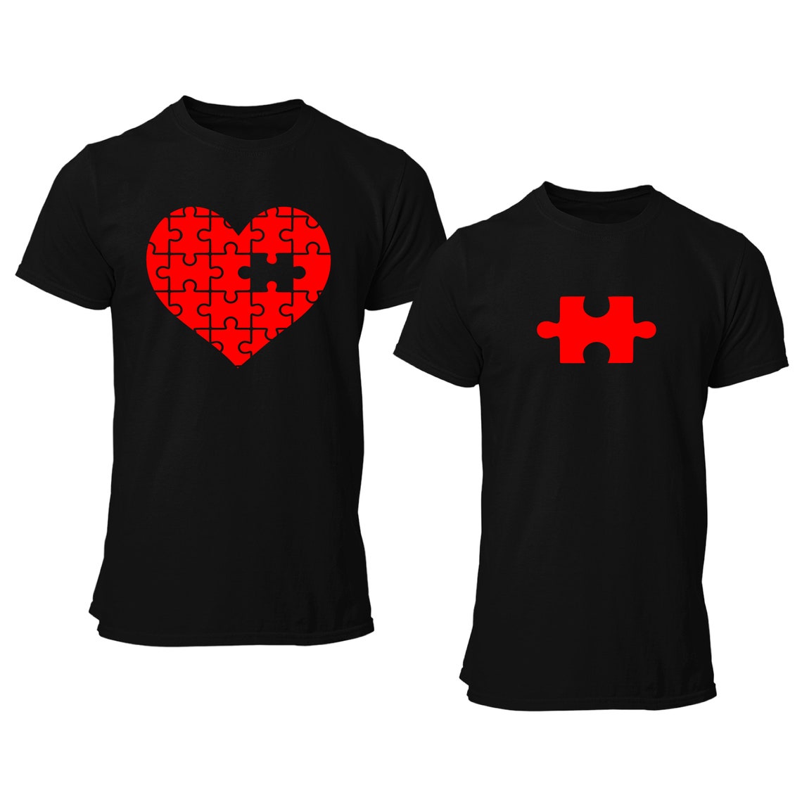 Heart Puzzle Matching Shirt, Heart Couples Tee, Half Hearts Couple ...