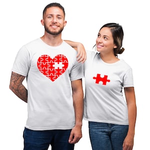 Heart Puzzle Matching Shirt, Heart Couples Tee, Half Hearts Couple ...