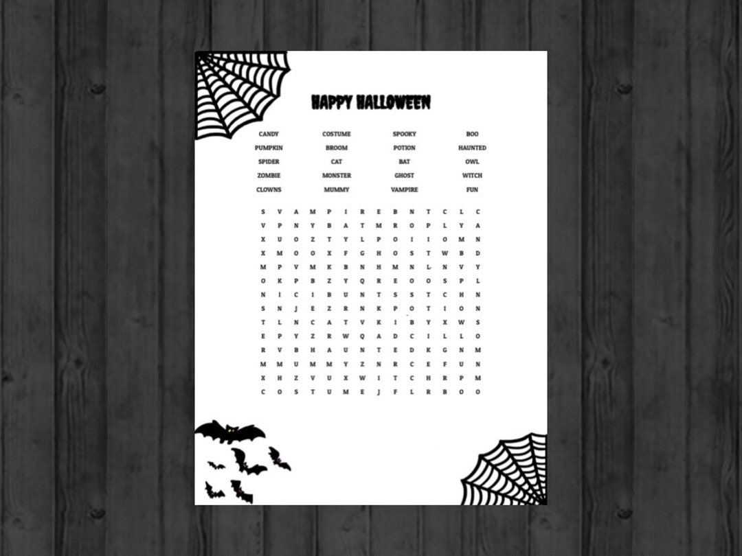 Halloween Word Search/ Happy Halloween /game/ Seasonal Word - Etsy
