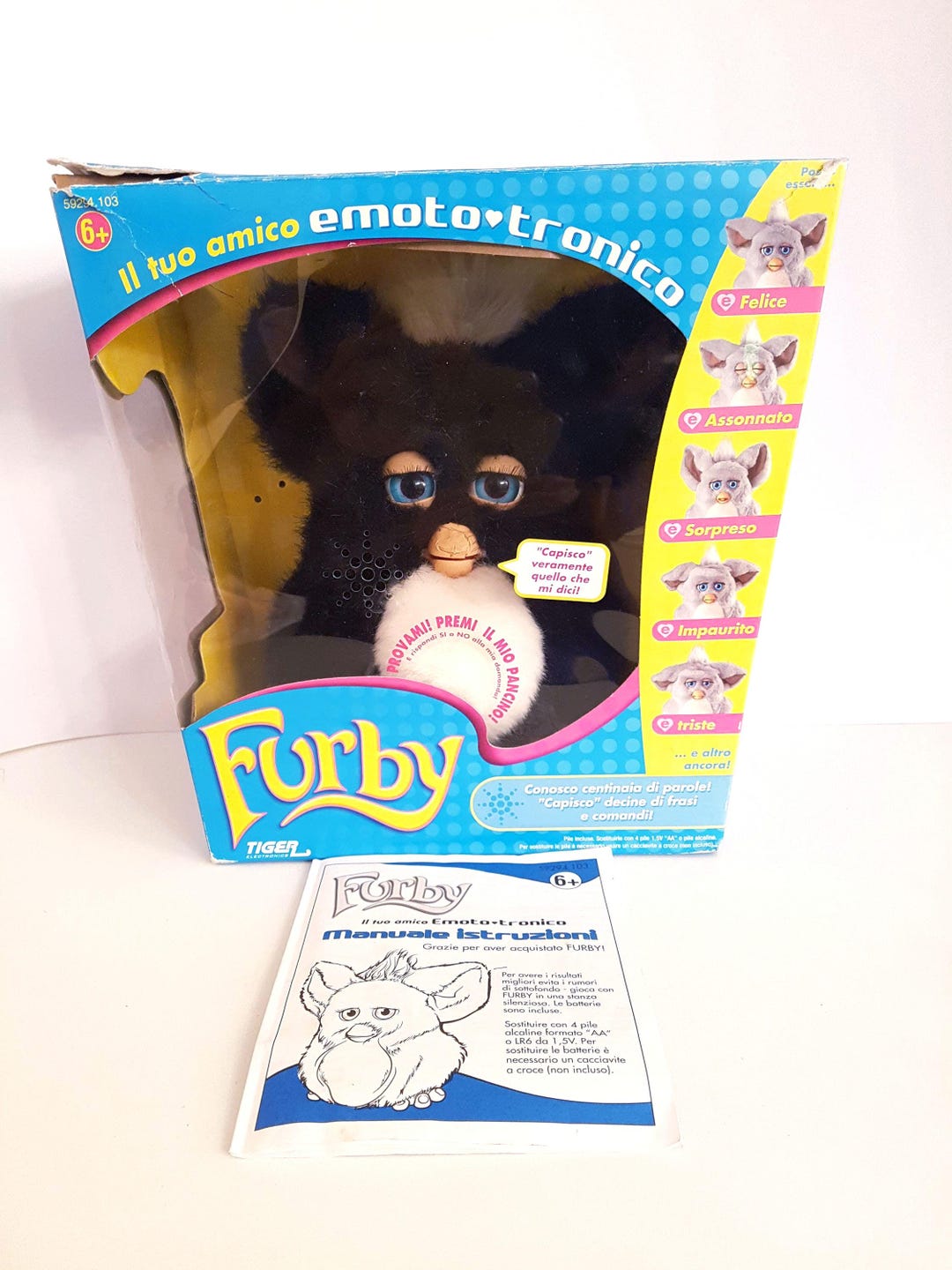 Furby Charcoal 2005 WORKING With Box Rare ファービ Furby 2 Speaks Italian ...
