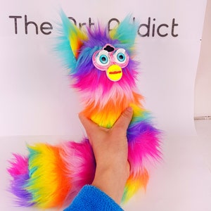 PRE-ORDER Mini Long Furby Rainbow Fur Cheap Custom 3d Printed Faceplate ...