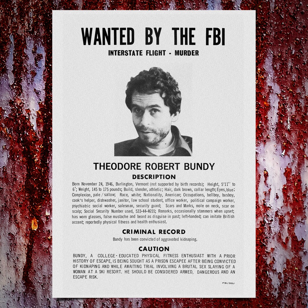 Ted Bundy 1978 Wanted Poster Serial Killer Photo Vintage - Etsy