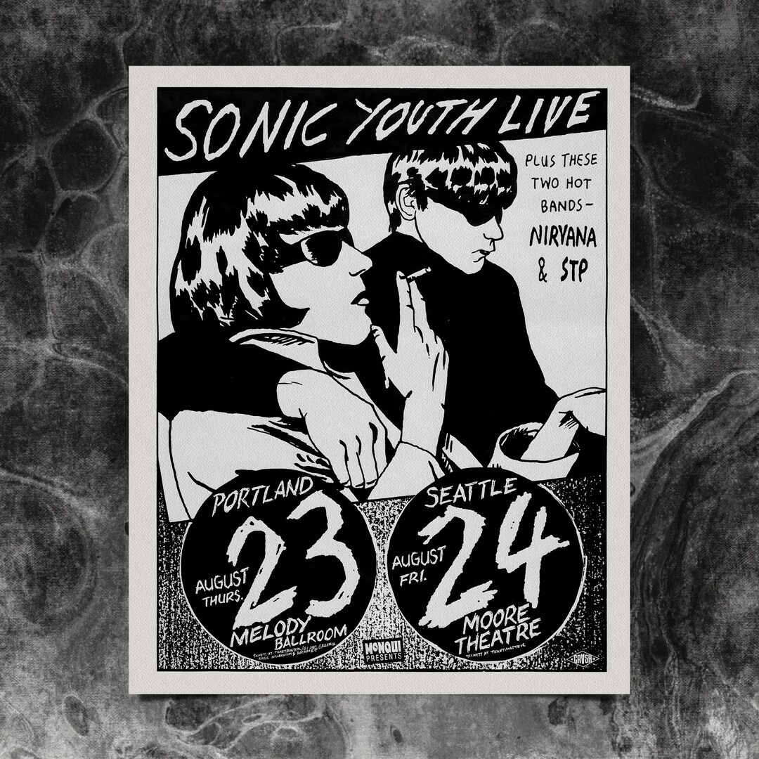 Grunge Concert Poster, Punk Rock Flyer, Art Print 10x8 and 12x15 Size ...