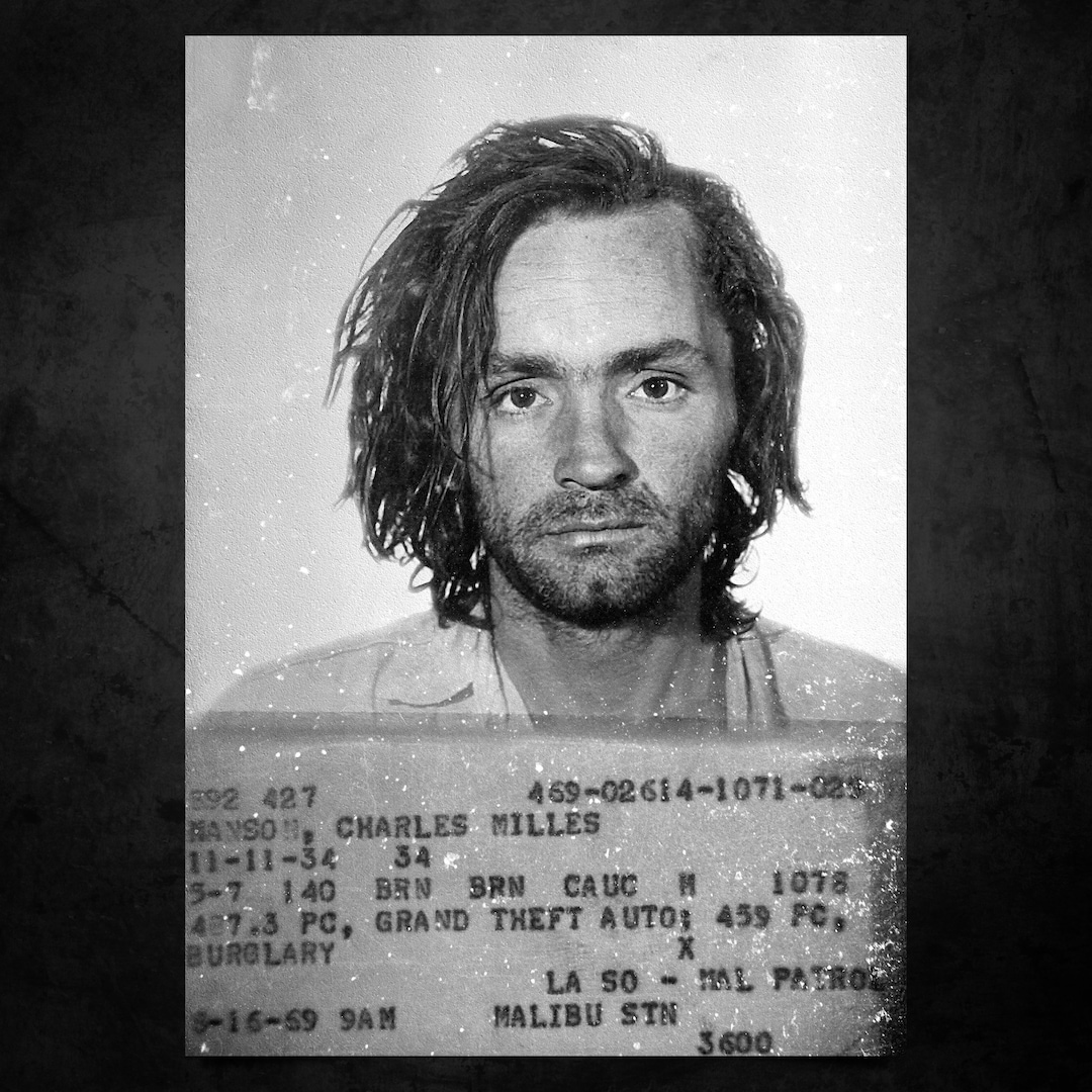 Charles Manson 1969 Police Mugshot, Serial Killer Art Print - A4 Size ...