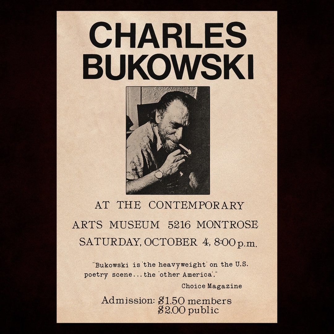 Charles Bukowski Live Appearance Vintage Poster Art Print A4 and A3 ...