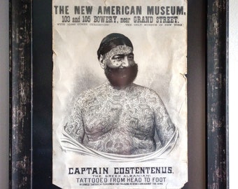 Gus Wagner Tattoo Artist Self Portrait, Vintage Tattooed Man Photograph ...