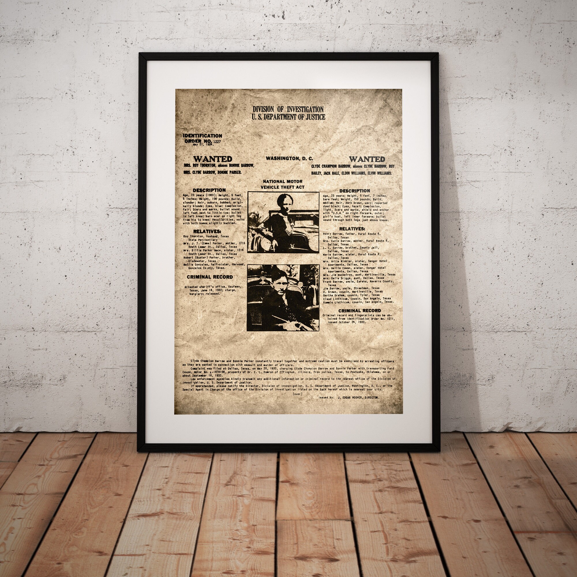 Bonnie and Clyde Wanted Poster, American Outlaws Art Print - A4 and A3 ...