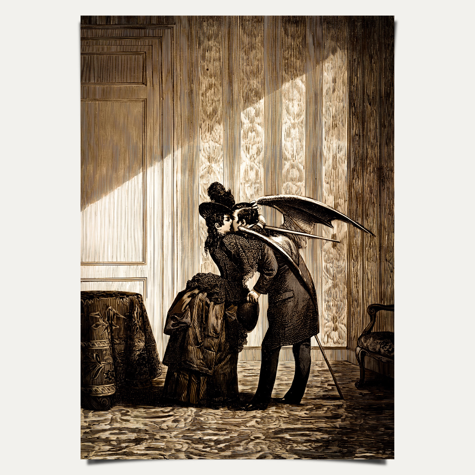 The Vampire's Kiss, Victorian Vampire Horror Art Print A4 Size - Etsy