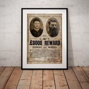 Ned Kelly Wanted Poster, Australian Outlaw Art Print - A4 and A3 Size ...