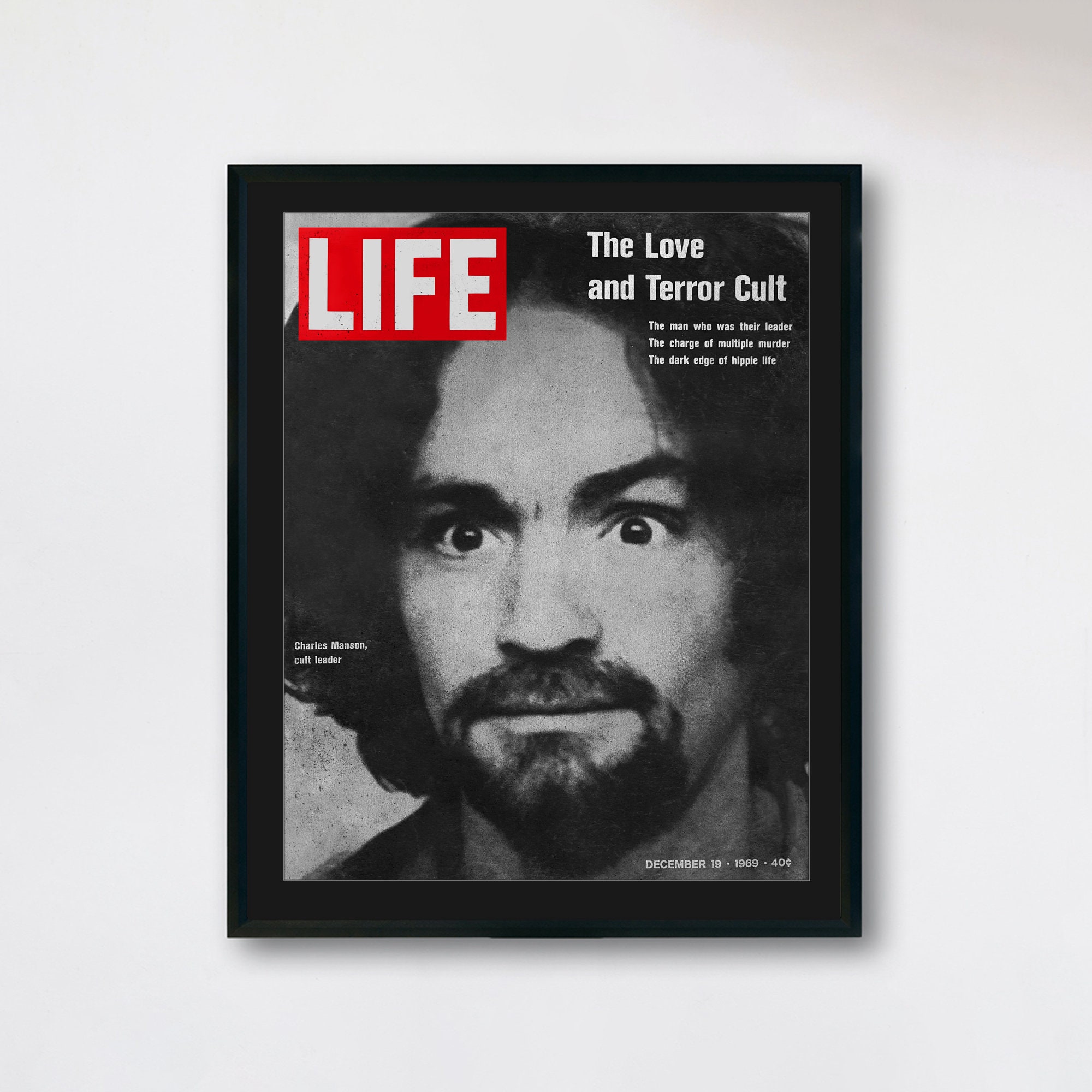 Charles Manson Life Magazine Cover, Serial Killer Art Print 8x10 and ...