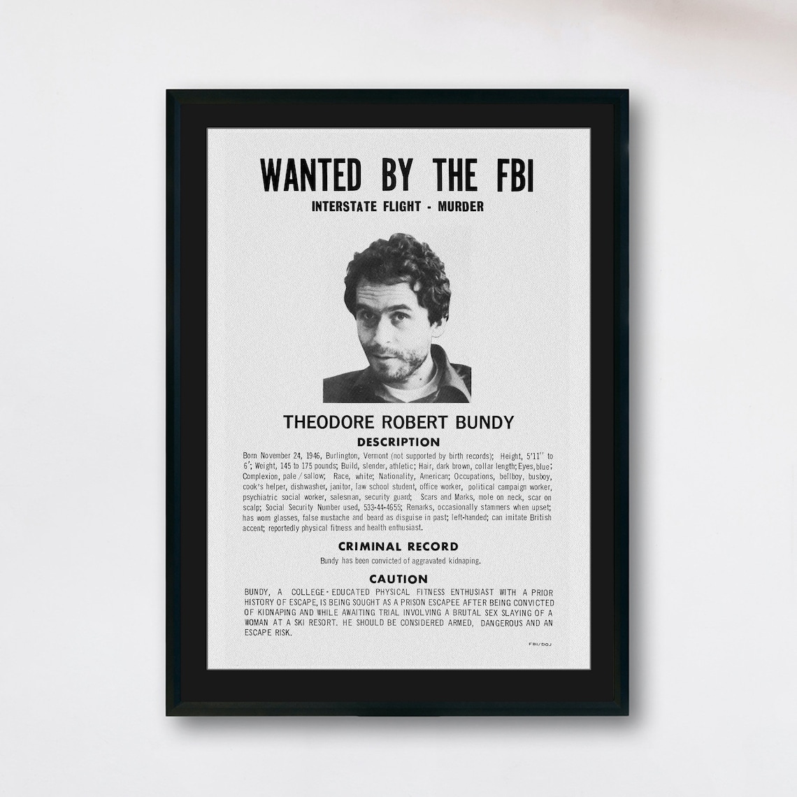 Ted Bundy 1978 Wanted Poster Serial Killer Photo Vintage - Etsy