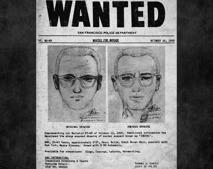 Zodiac Wanted Poster, Serial Killer Art Print - A4 and A3 Size - Etsy UK