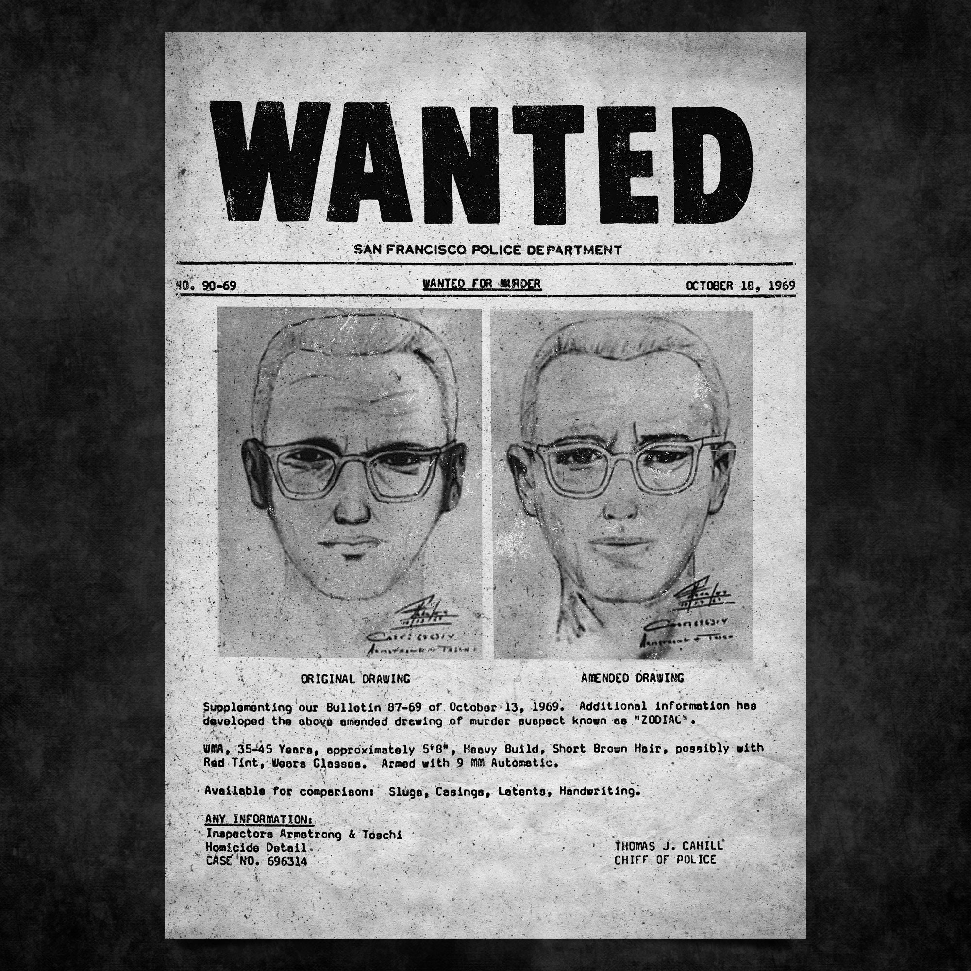 Zodiac Wanted Poster Serial Killer Art Print A4 and A3 Size - Etsy