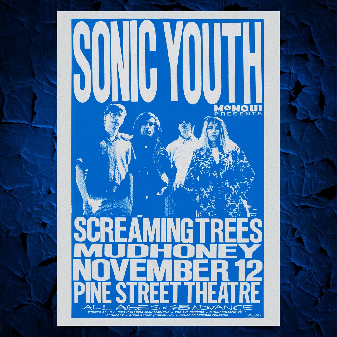 Grunge Live Poster, 1988 Concert, Rock Flyer, Art Print - A4 and A3 ...