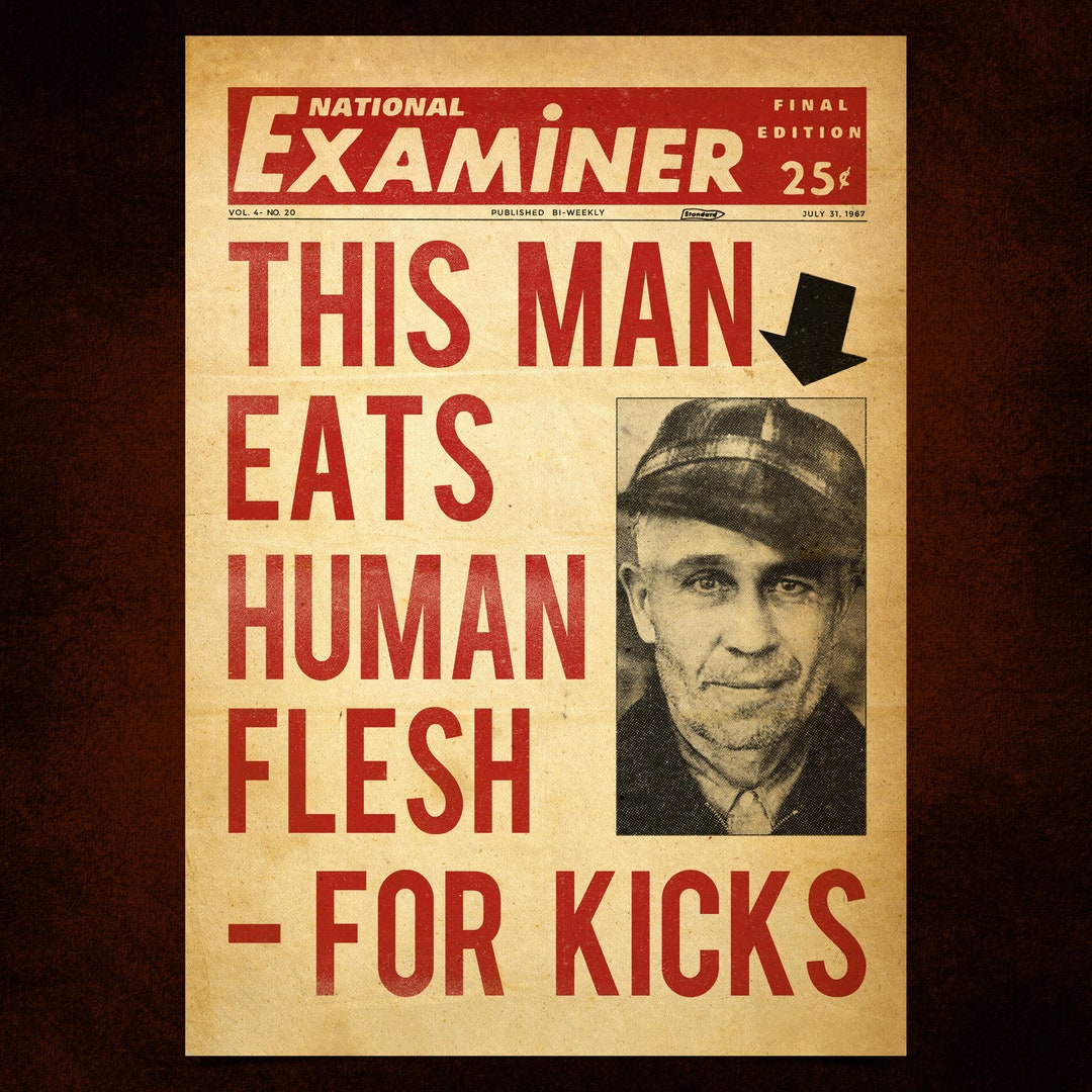 Ed Gein, the Plainfield Butcher, Serial Killer Art Print - A4 and A3 ...