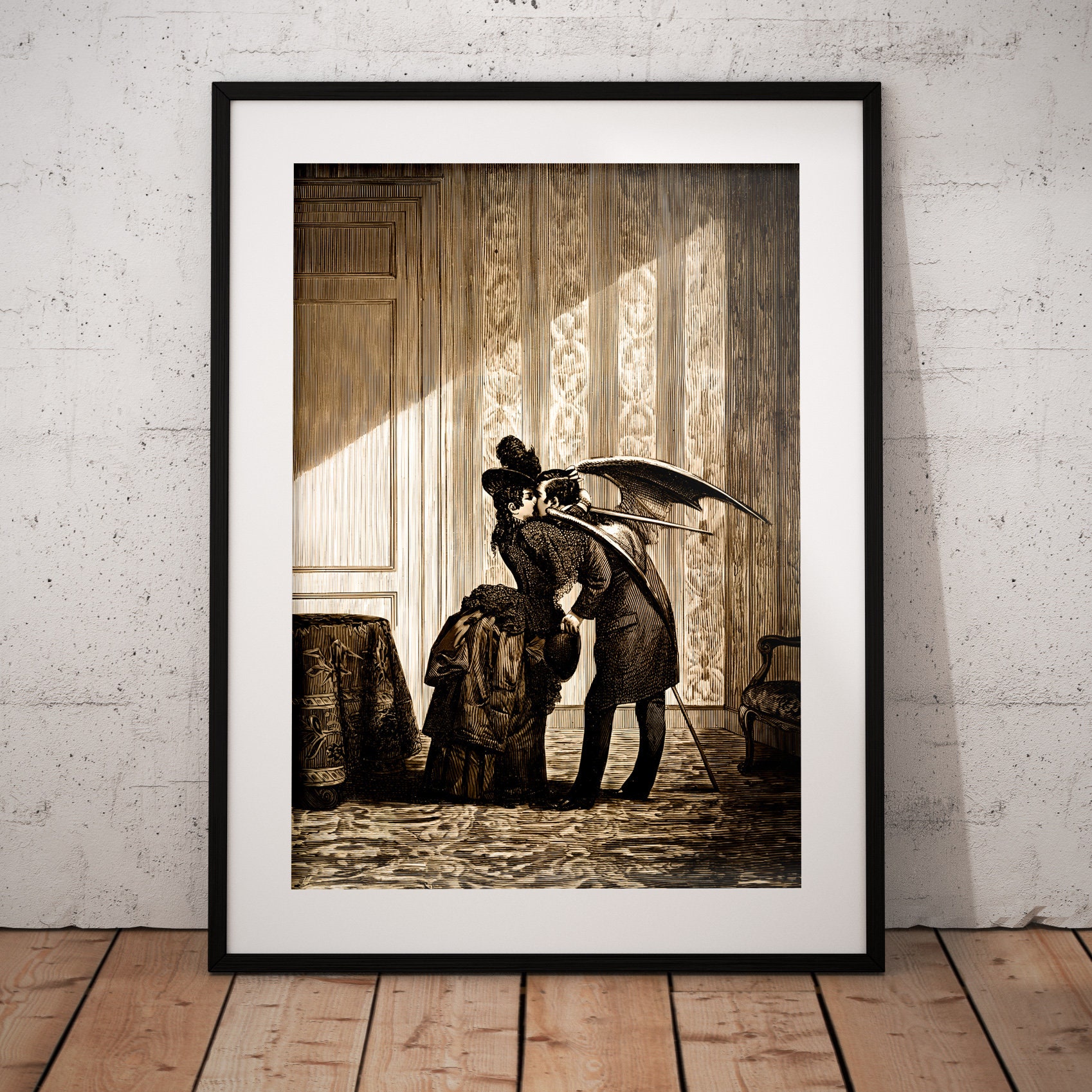 The Vampire's Kiss, Victorian Vampire Horror Art Print A4 Size - Etsy