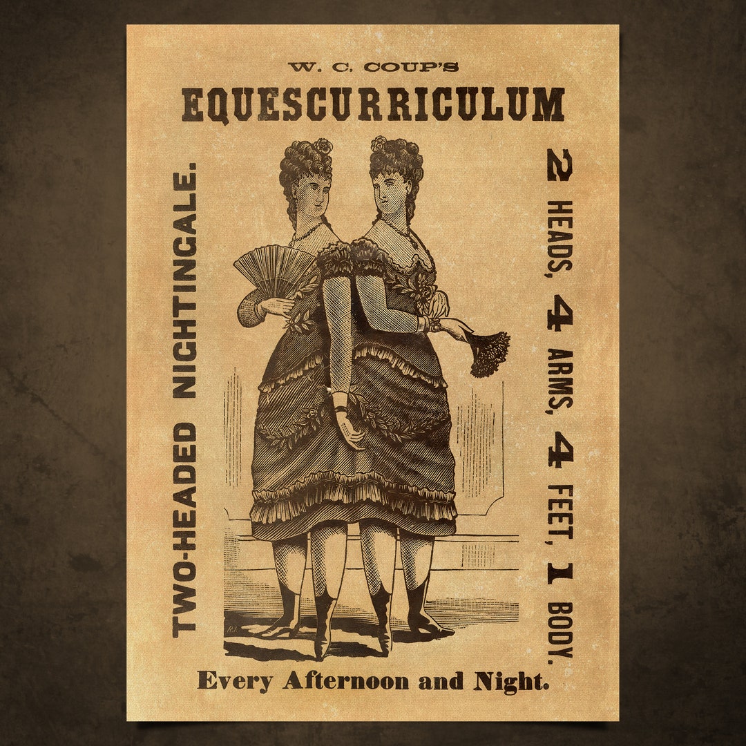 The Two Headed Nightingale Advertising Flyer, Conjoined Twins, Art ...