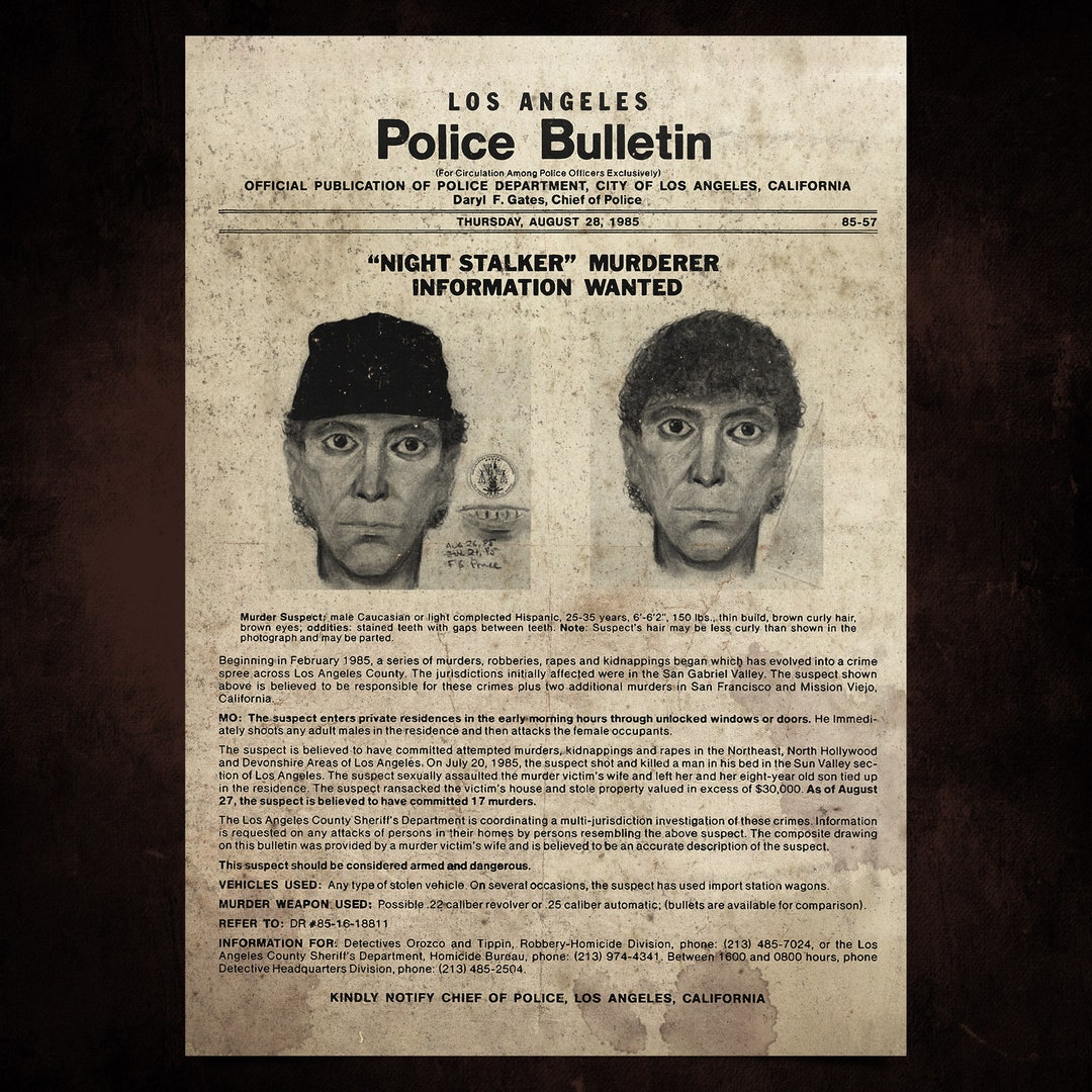 Richard Ramirez, Night Stalker Wanted Poster, Serial Killer Art Print ...