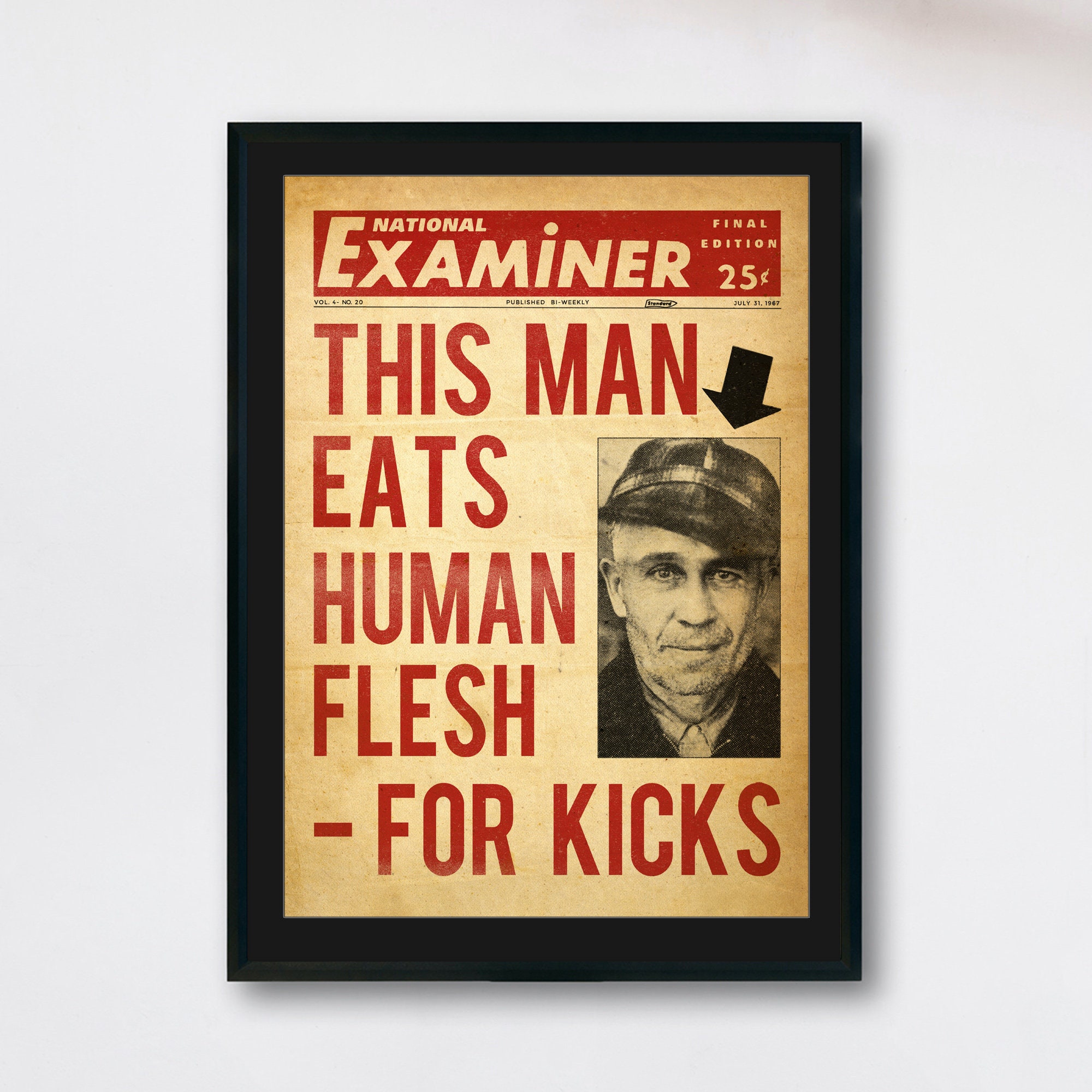 Ed Gein, the Plainfield Butcher, Serial Killer Art Print - A4 and A3 ...