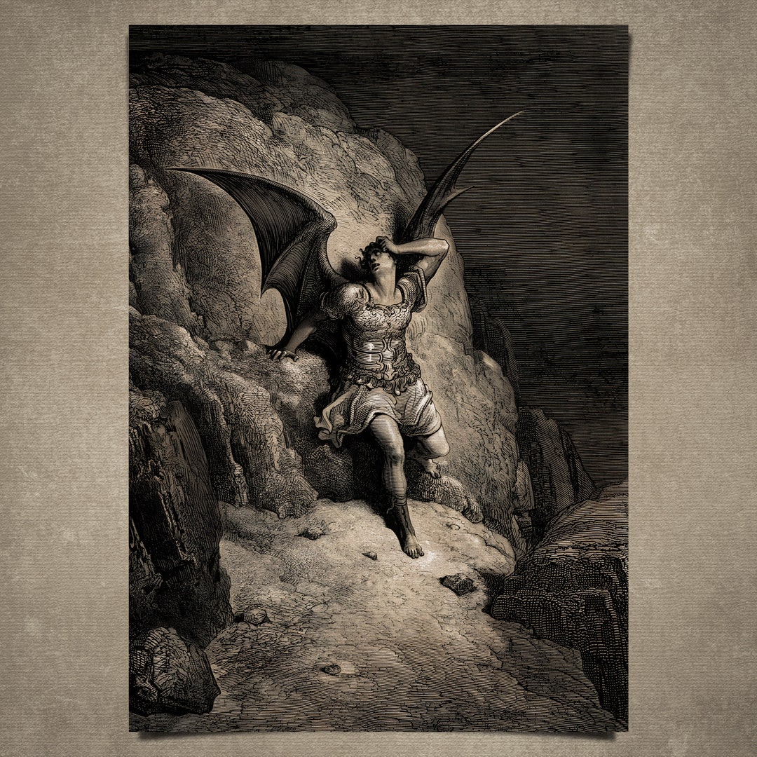 Satan, Paradise Lost, Vintage Illustration, Lucifer, Witchcraft, Gothic Art Print - A4 Size - Etsy