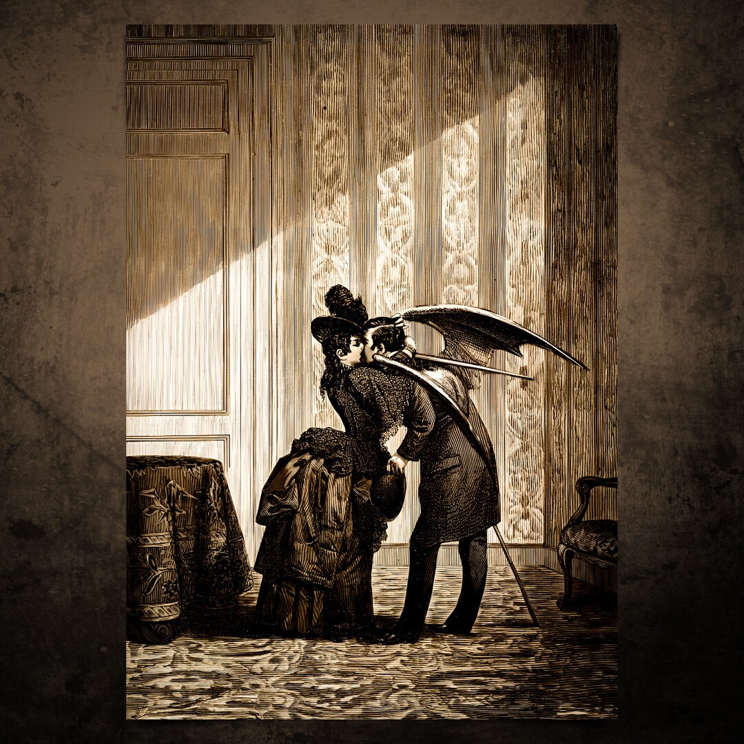 The Vampire's Kiss, Victorian Vampire Horror Art Print - A4 Size - Etsy