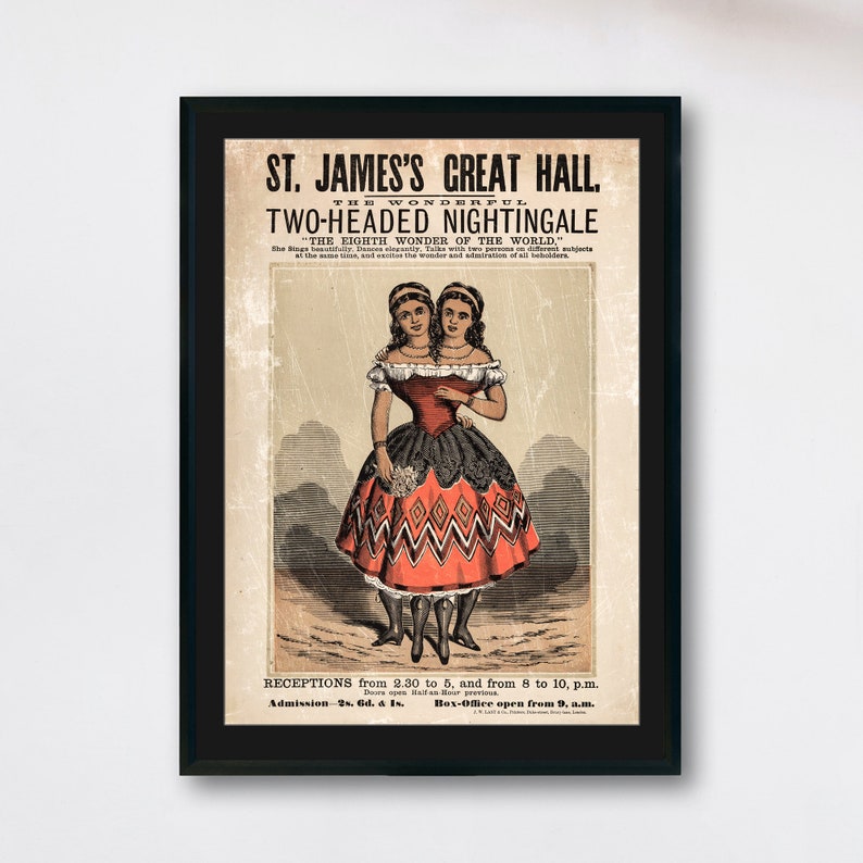 Conjoined Twins Circus Freak Show Vintage Illustration Art - Etsy