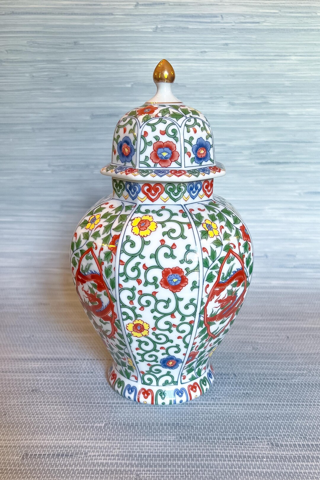 Vtg Japanese Red Dragon Ginger Jar - Etsy