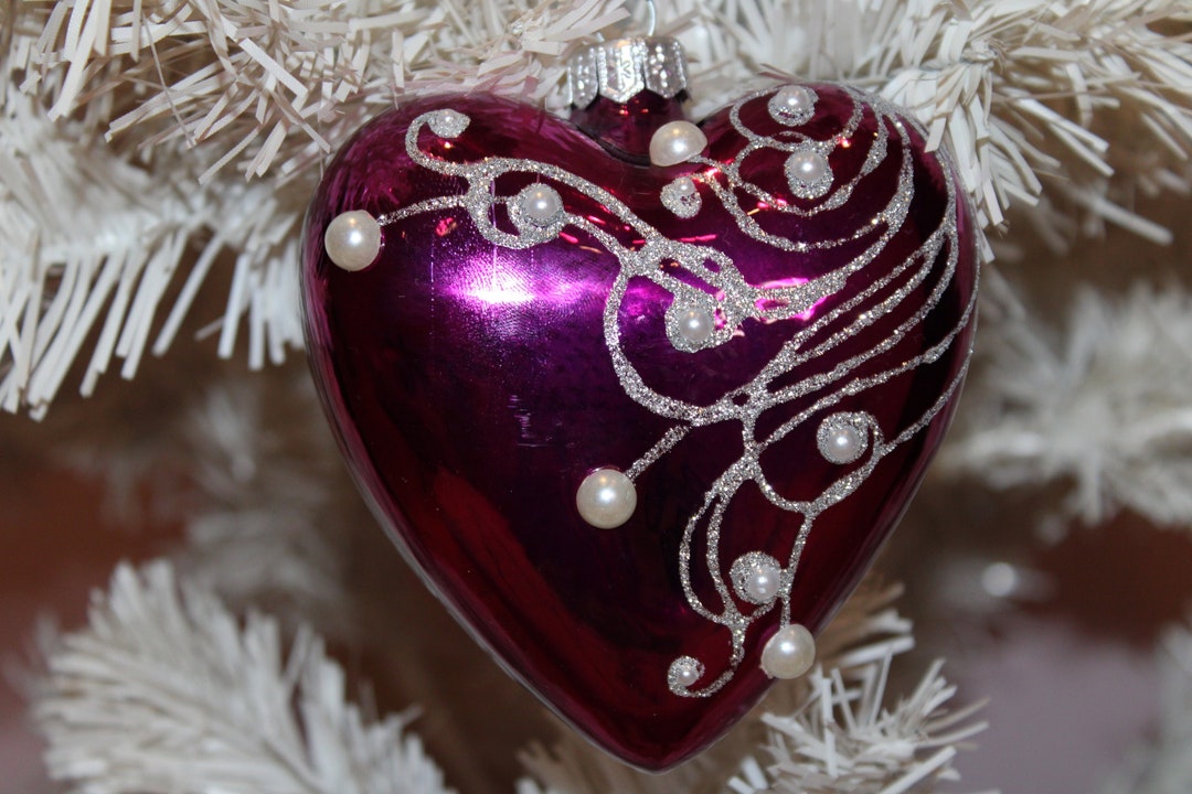 Hand-painted Glass Heart Ornament – Couples Keepsake Gift - Etsy