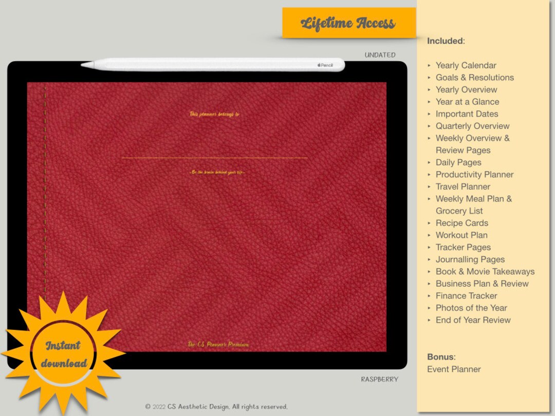 Digital Planner Goodnotes Undated Planner iPad Planner the Berry Series ...