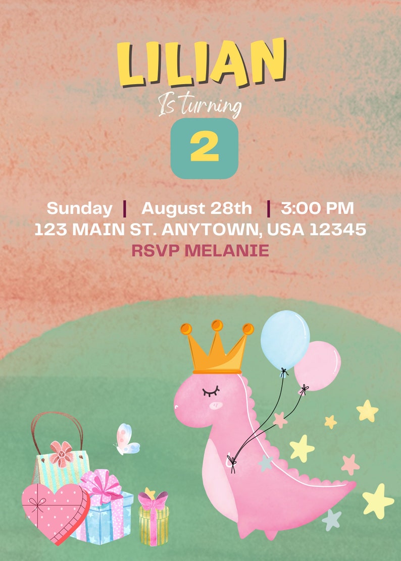 DINOSAUR BIRTHDAY Party Invitation. Canva Template. Editable. - Etsy