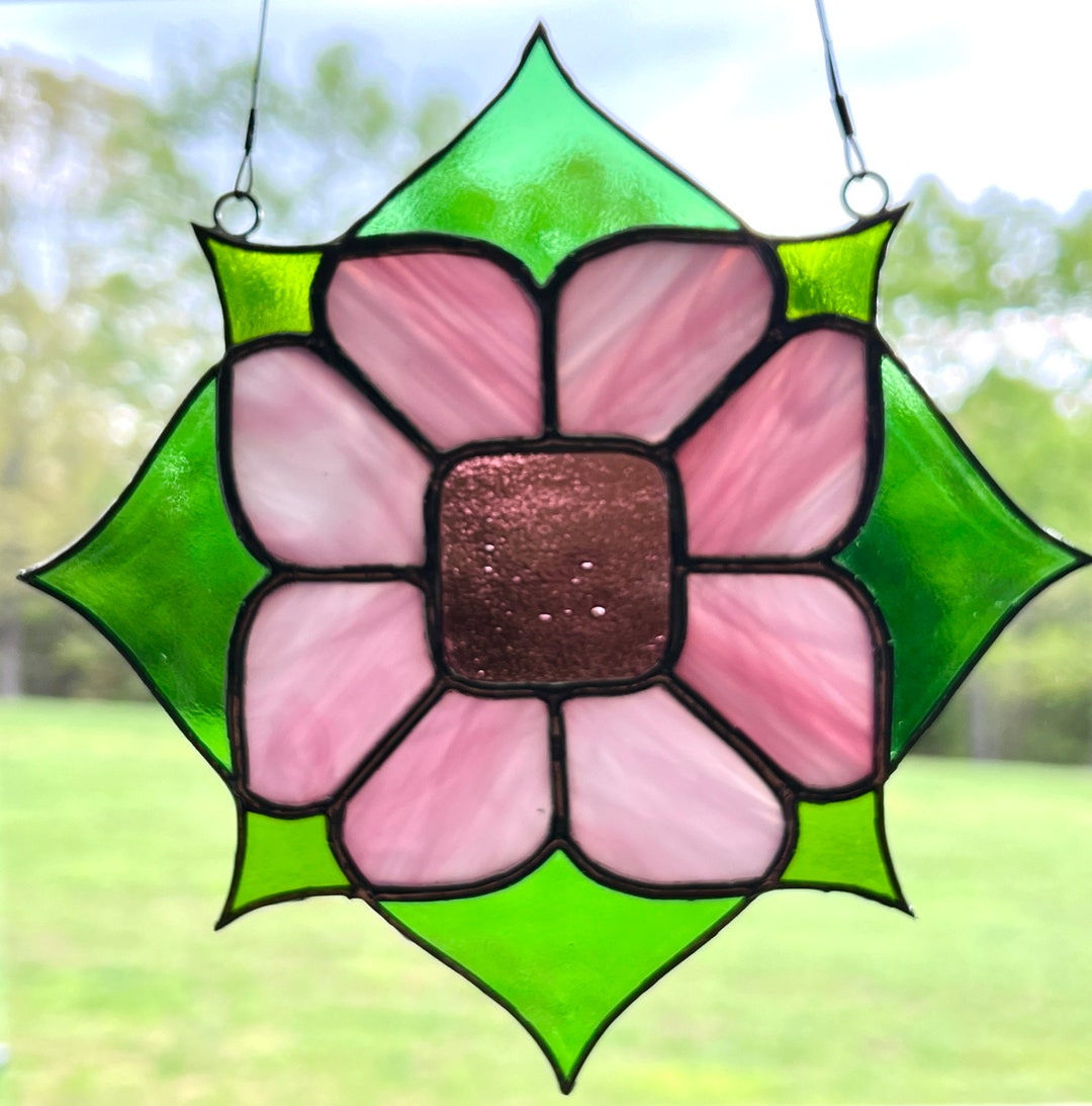 Custom Designed Stained Glass Flower Suncatcher, Tiffany Method, Art ...