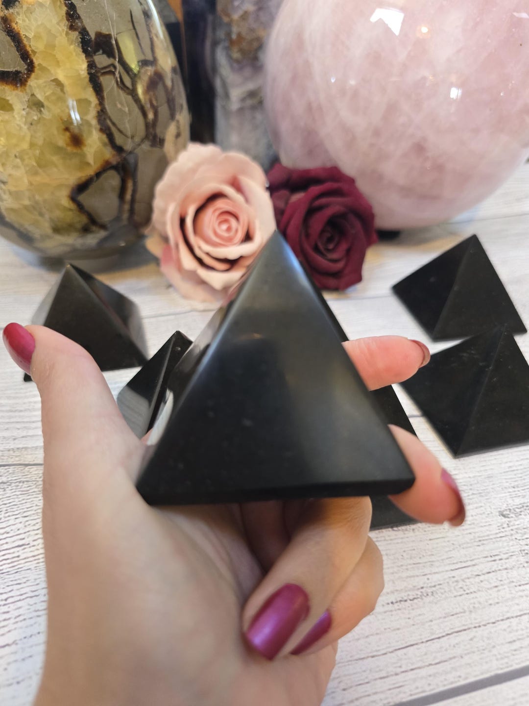 Black Tourmaline Crystal Pyramid 60-65mm 6-9oz Natural Gemstone Mineral ...