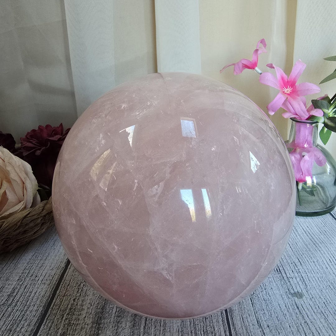 144mm Pink Rose Quartz Crystal Sphere: Polished Gemstone Ball 9lb - Etsy