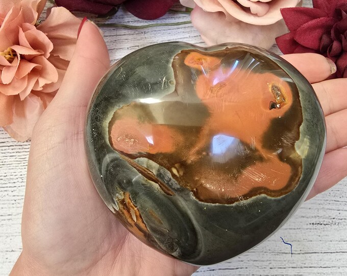 Large Polychrome Ocean Jasper Crystal Heart Natural Mineral Specimen ...