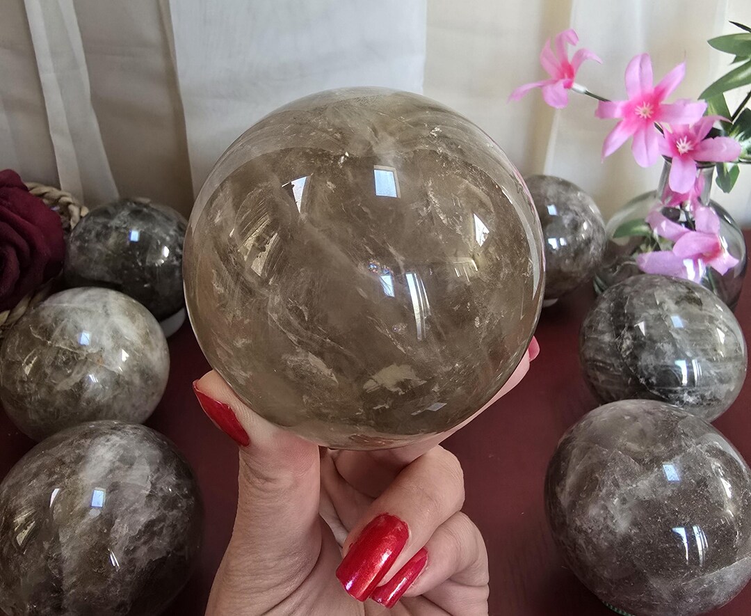 Large Smokey Quarts Sphere Crystal Mineral Specimen Crystal Ball Large ...